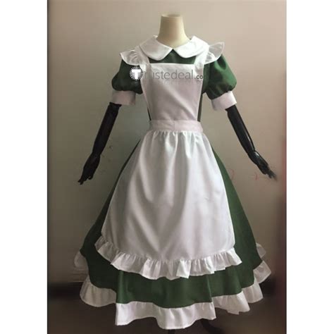 Hetalia Axis Powers Hungary Little Elizaveta Green White Maid Cosplay Costume
