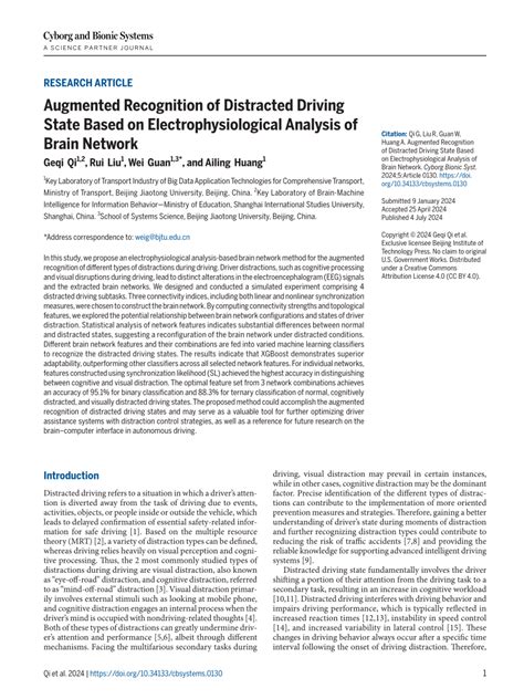 Pdf Augmented Recognition Of Distracted Driving State Based On Electrophysiological Analysis