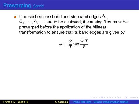 Warping Concept Iir Filters Bilinear Transformation Method Pdf