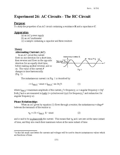 26 Rc Circuit Rev 4 Experiment 26 Ac Circuits The Rc Circuit