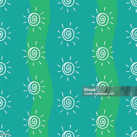 파란과 녹색 줄무늬 배경 그리기 선 패턴 줄무늬 터키석 하늘 배경에 그림 태양입니다 손 그리기 선 패턴 날씨에 대한 스톡 벡터 아트 및 기타 이미지 Istock