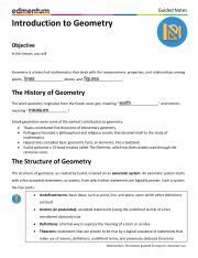 Introduction To Geometry History Structure And Major Theorems Course Hero