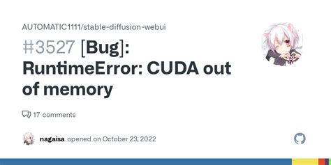 Bug RuntimeError CUDA Out Of Memory Issue AUTOMATIC Stable Diffusion Webui
