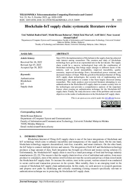 Pdf Blockchain Iot Supply Chain Systematic Literature Review