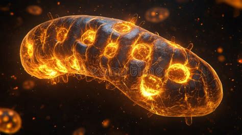 Fiery Glowing Microscopic Organism Cellular Structure Stock Illustration Illustration Of