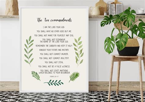 10 Commandments Wall Art Bible Quotes Home Decor Christian Scripture
