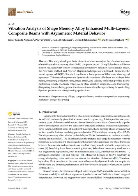Pdf Vibration Analysis Of Shape Memory Alloy Enhanced Multi Layered Composite Beams With