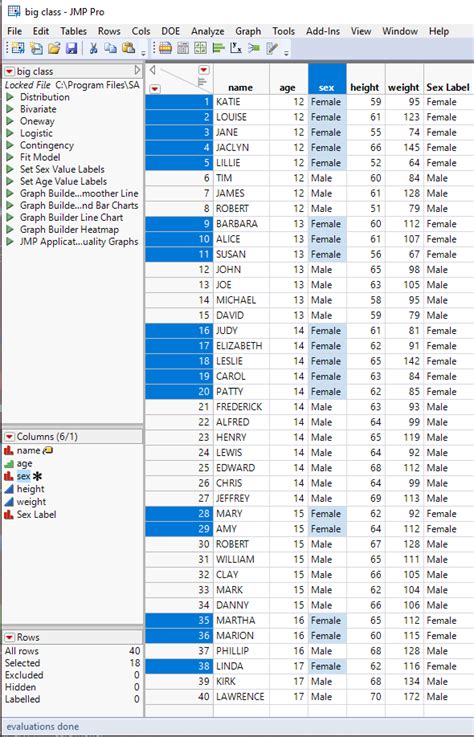 Solved Row Selection By Value Labels Jmp User Community