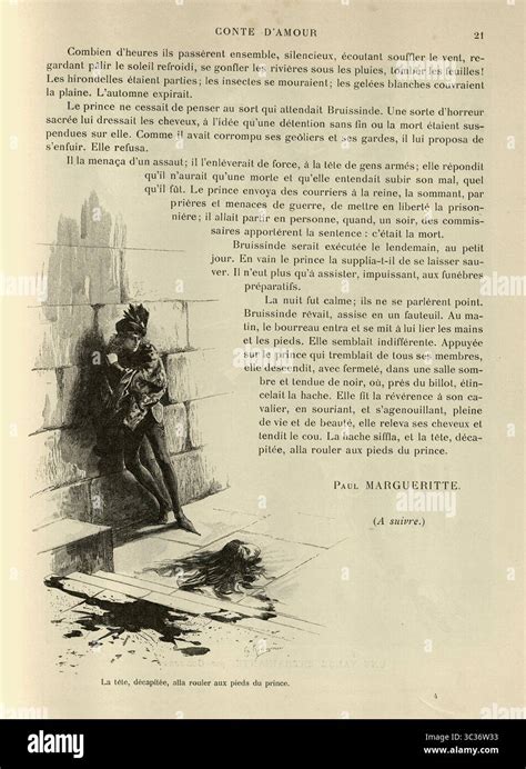 The Decapitated Head Rolled To The Princes Feet French Vintage Illustration 19th Century Stock