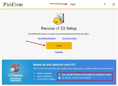 Recuva — как установить на Windows