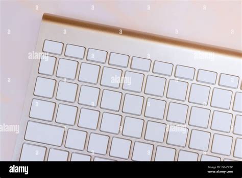 Blank Button Computer Clear Keyboard Is White Without Inscriptions