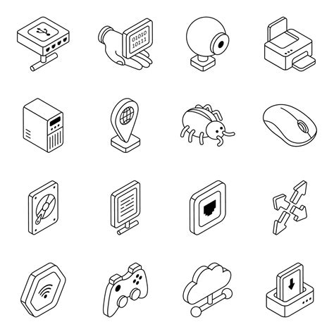 pack of cloud networking linear icons 18973189 vector art at vecteezy
