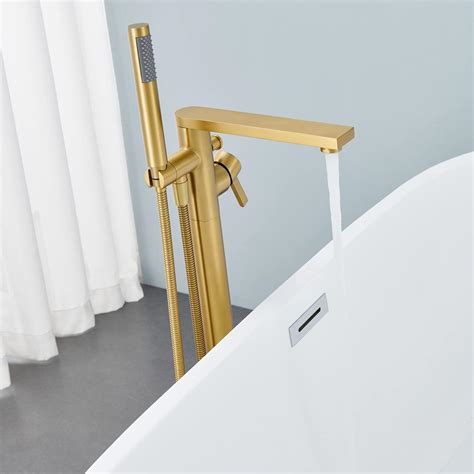 Grifo De Bañera Independiente Relleno De Bañera Oro Cepillado