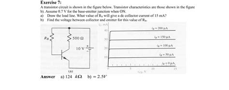 Solved Exercise A Transistor Circuit Is Shown In The Chegg