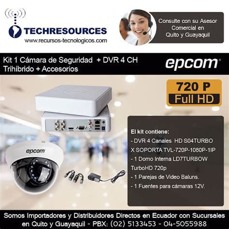 Kit de Cámaras de Vigilancia Epcom Turbo HD 720p 1080p e Ip Somos Distribuidores e
