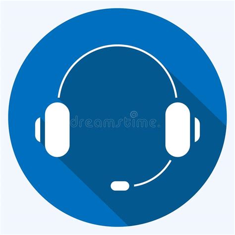 Icon Headphone Suitable For Computer Components Symbol Long Shadow Style Simple Design