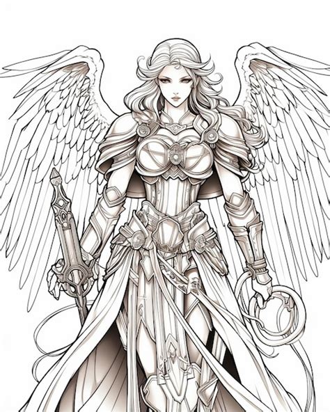 Coloring Pages Of War Angel Premium Ai Generated Image