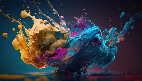 A Multicolored Liquid Splashing Into A Body Of Water Stock Illustration Illustration Of Water