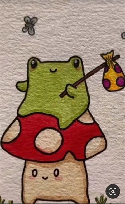 نقاشی قورباغه🐸و قارچ🍄 2025 Figür çizimleri Çizim Resim