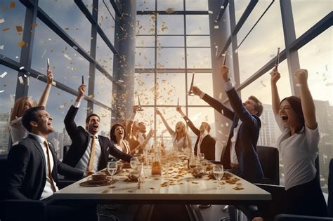 Premium Photo Corporate Team Celebrating Success And Achievement 00149 00