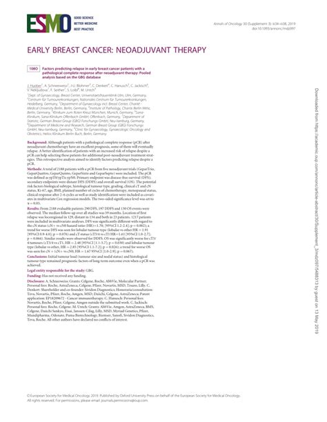 Pdf 108ofactors Predicting Relapse In Early Breast Cancer Patients