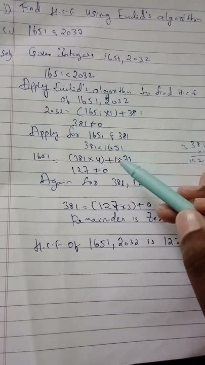 Find Hcf Using Euclids Algorithm Explanation In Telugu Youtube