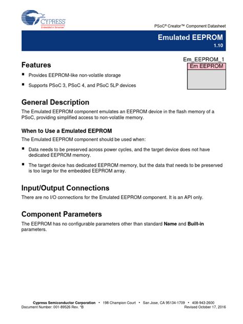 Infineon Component Emulated Eeprom V1 10 Software Module Datasheets V02 02 En Pdf