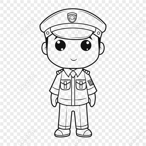 아이들을위한 귀여운 경찰관 색칠 페이지 개요 스케치 드로잉 벡터소매폰트 Png 일러스트 무료 다운로드 Lovepik