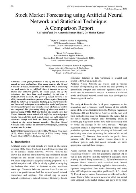 Pdf Stock Market Forecasting Using Artificial Neural Network And
