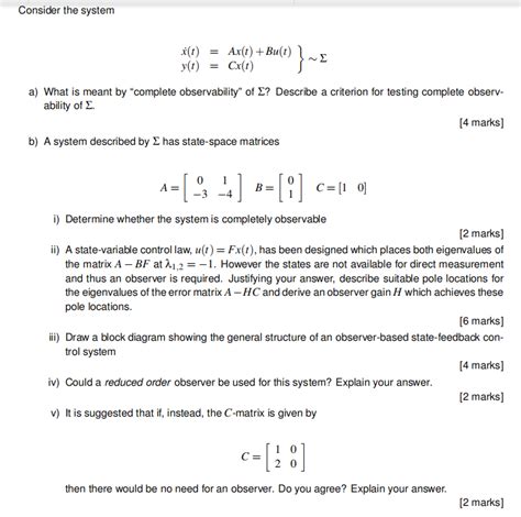 Solved Consider The System X T Ax T Bu T Y T Chegg Com