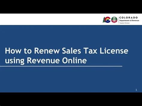 How To Renew Your Colorado Sales Tax License Using Revenue Online Youtube