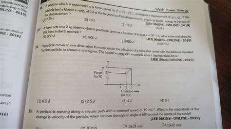 [jee Mains Online 2019] 24 A Particle Moves In One Dimension From Re