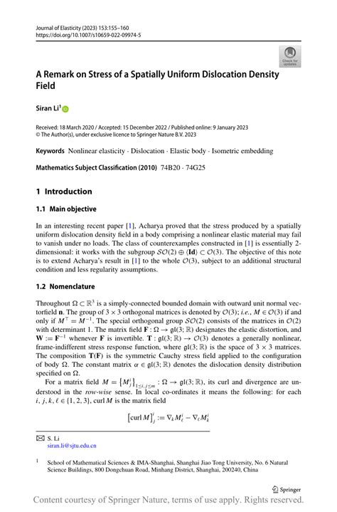 A Remark On Stress Of A Spatially Uniform Dislocation Density Field