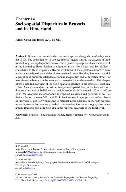 Pdf Socio Spatial Disparities In Brussels And Its Hinterland