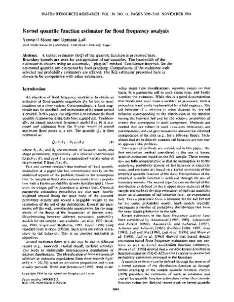 Pdf Kernel Quantile Function Estimator For Flood Frequency Analysis