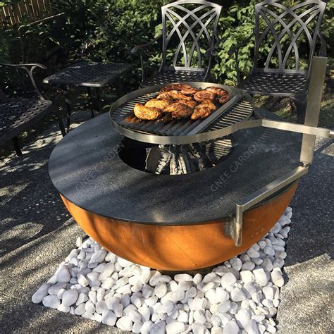Wood Fired Barbecue Plancha Grill Acier Corten Steel Garden Bbq
