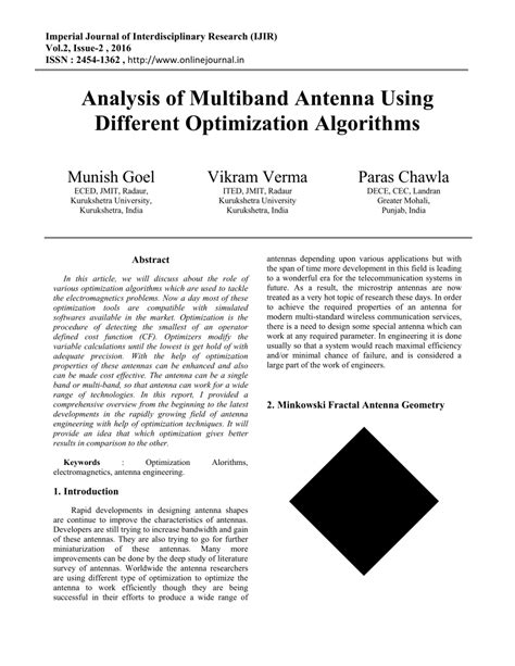Pdf Analysis Of Multiband Antenna Using Different Optimization Algorithms