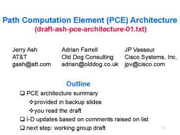 Ppt Path Computation Element Pce Architecture Draft Ash Pce Architecture Txt Powerpoint