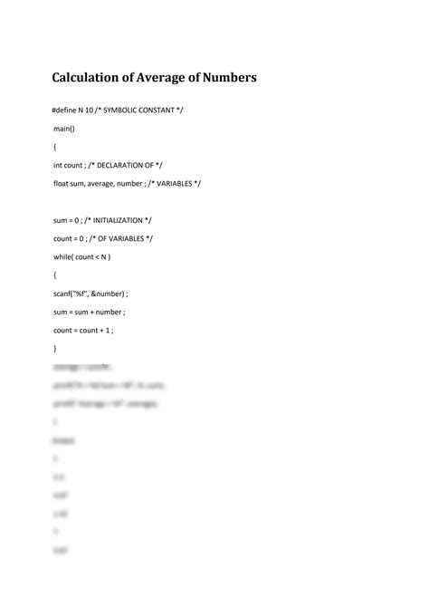 SOLUTION The C Programming Language Calculation Of Average Of Numbers