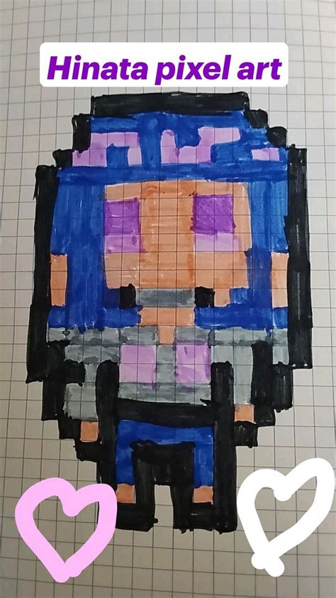 Hinata Pixel Art Petits Carreaux Gris Bleu