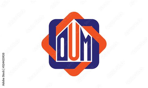 Oum Three Letter Real Estate Logo With Home Icon Logo Design Vector