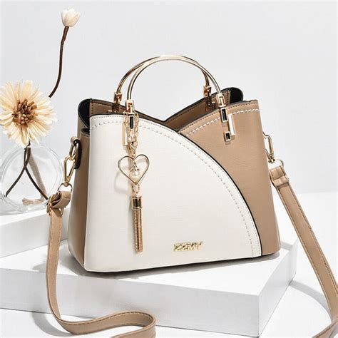 Contrast Color Pu Leather Satchel Purse Trendy Tote Bag Large Capacity