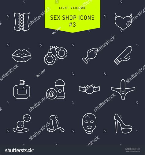 Sex Shop Line Light Icons Set Stock Vector Royalty Free 406301365 Shutterstock
