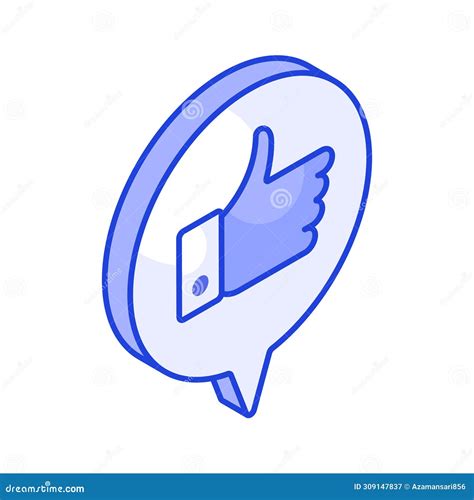 Thumbs Up On Chat Bubble Denoting Isometric Vector Of Positive Feedback Stock Vector