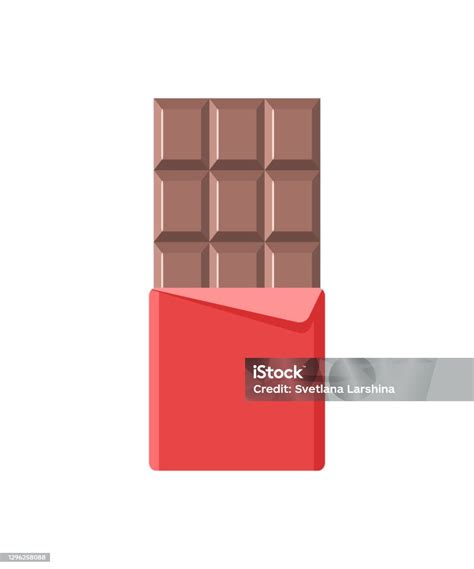 초콜릿 바 아이콘 호일 포장에 맛있는 밀크 초콜릿을 엽니 다 플랫 디저트와 달콤한 만화 스타일의 벡터 일러스트레이션 갈색에 대한