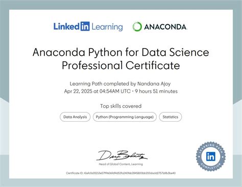 🚀thrilled To Share That Ive Successfully Achieved The Anaconda Python For Data Science