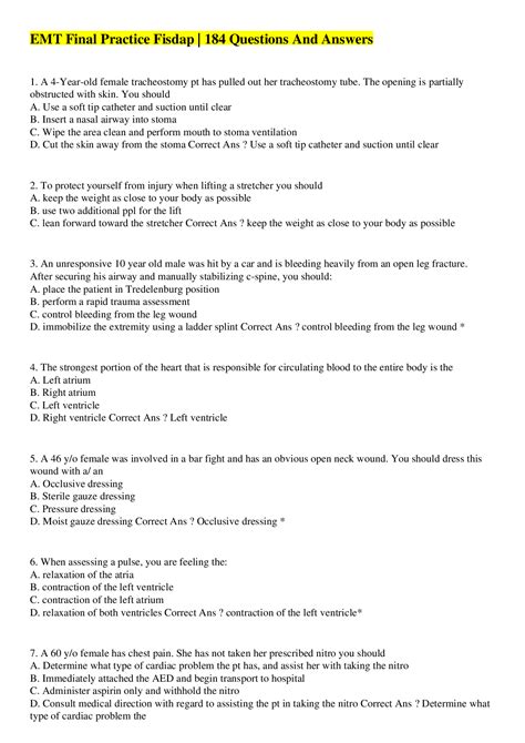 emt final practice fisdap questions and answers 2022 2023 browsegrades