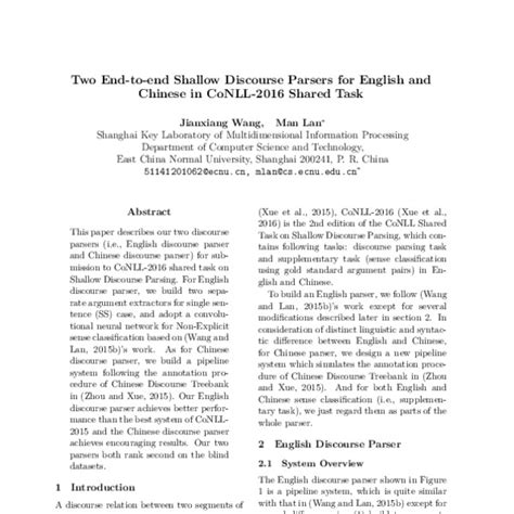 two end to end shallow discourse parsers for english and chinese in