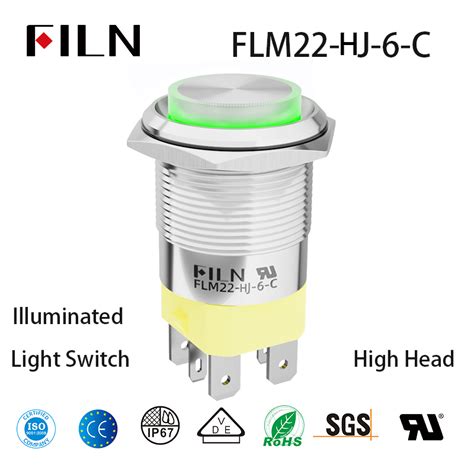 1 Good Illuminated Push Button Switch 22MM 4 Pin 12V 120V 250V High Currnet IP67 Waterproof