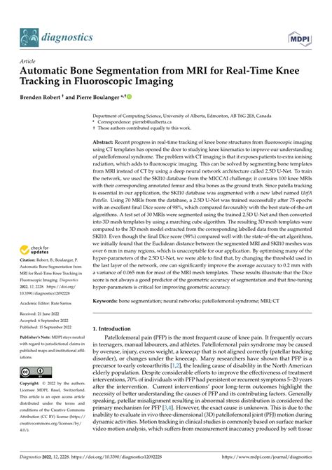 Pdf Automatic Bone Segmentation From Mri For Real Time Knee Tracking In Fluoroscopic Imaging